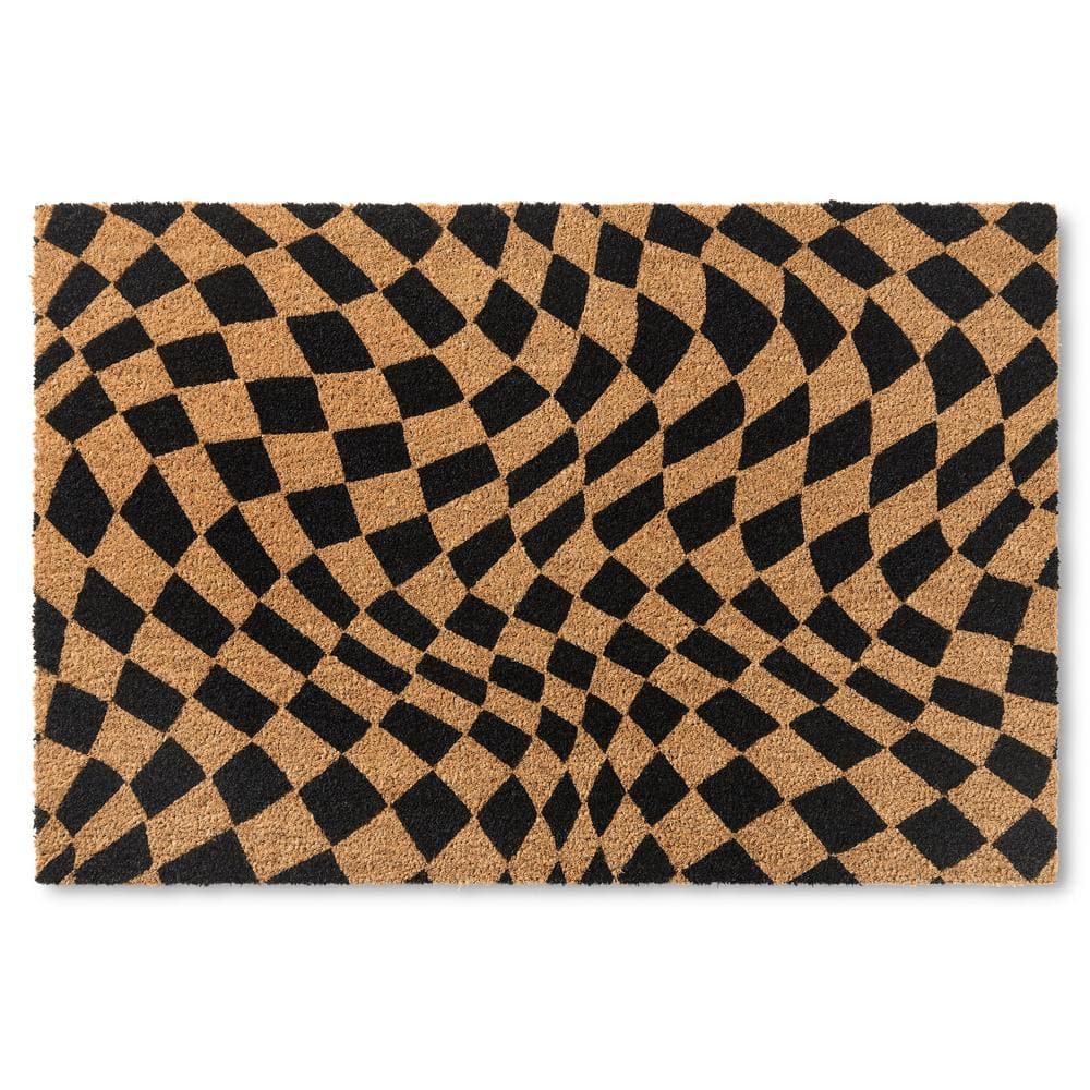 TOWN & COUNTRY LIVING Checkerboard Emmett Black 18 in. x 30 in. Coir ...