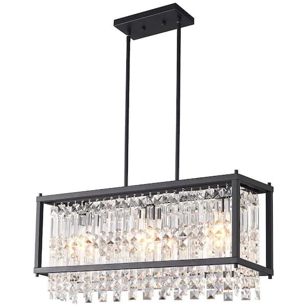 ZHLWIN Home Lighting 60W 3-Light Black Crystal Square Farmhouse ...