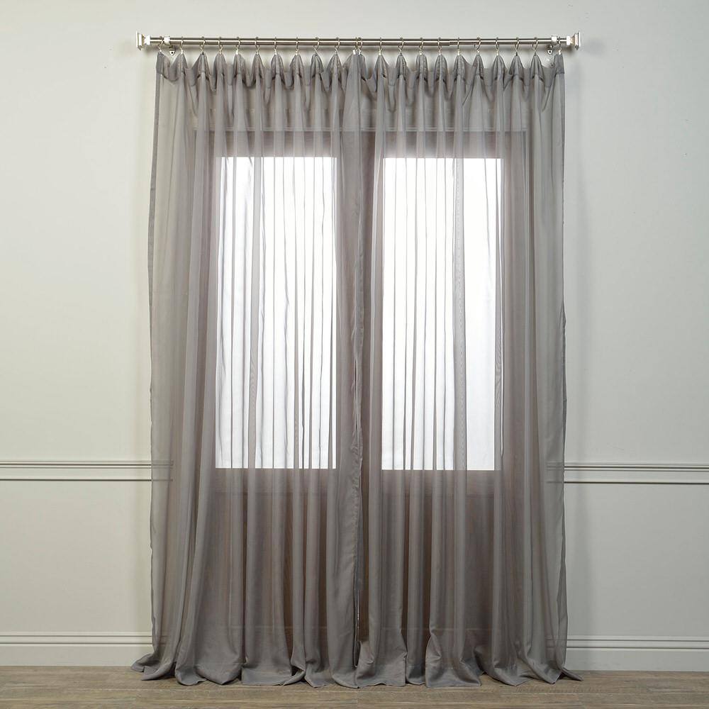 Exclusive Fabrics & Furnishings Doublewide Solid Grey Voile Poly Sheer ...