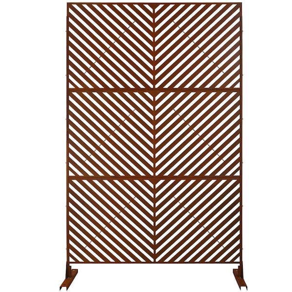 Zeus & Ruta 6.3 ft. H x 4 ft. W Rust Red Metal Privacy Screen ...