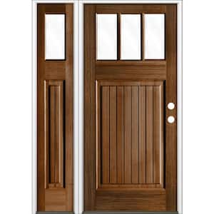 Krosswood Doors 50 in. x 80 in. Craftsman 3 Lite VG Clear Stain Right ...