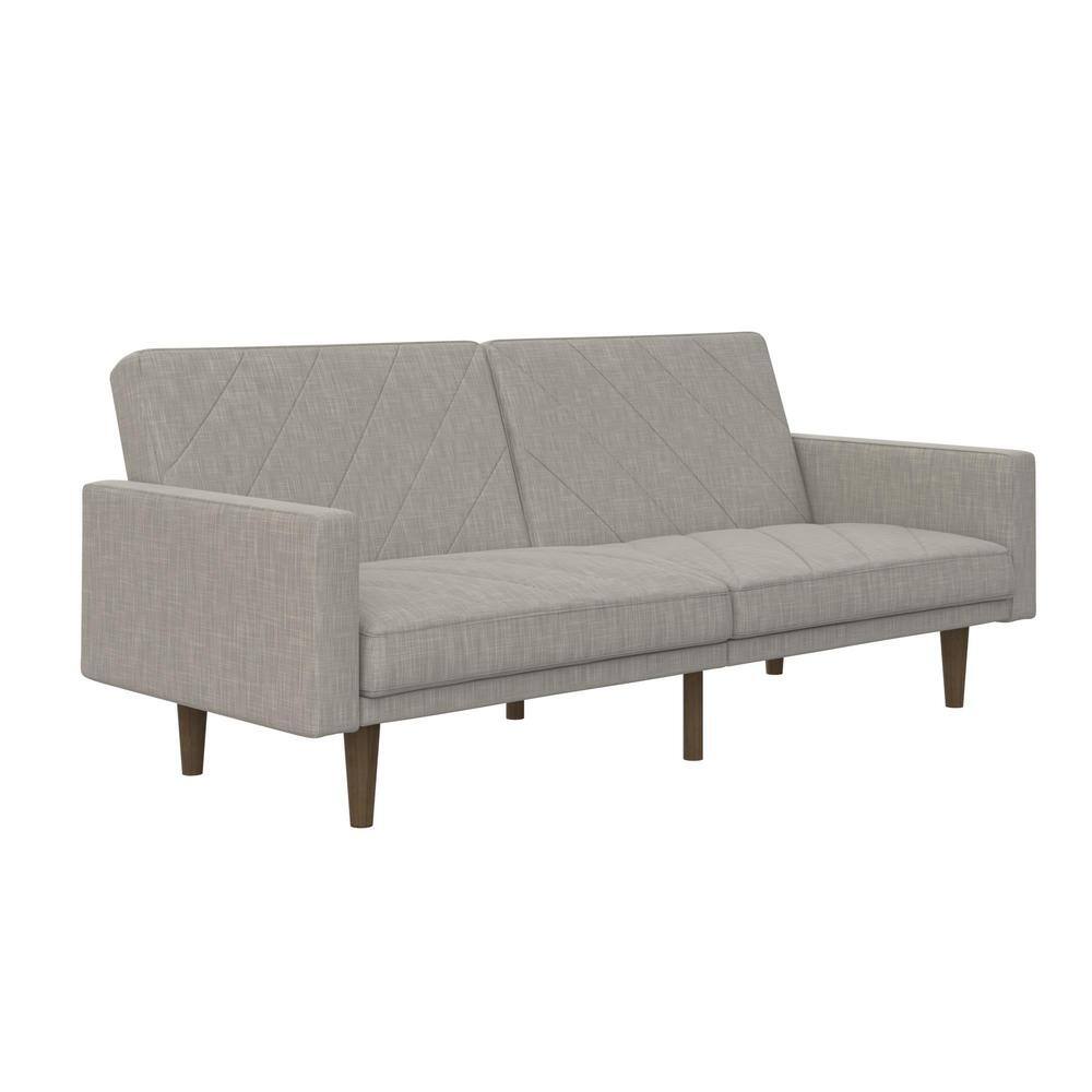 DHP Paige Light Gray Linen Upholstered Futon DE26335 - The Home Depot