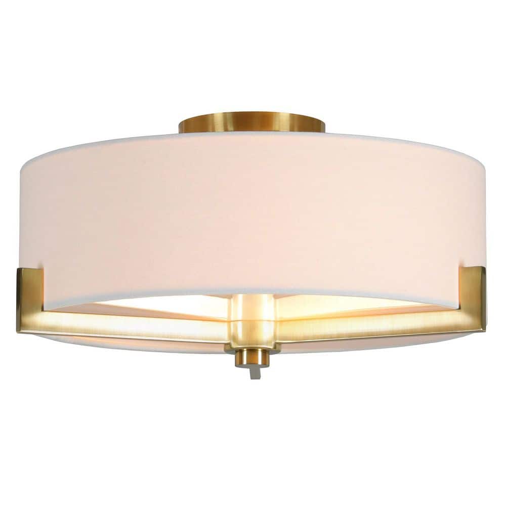 Meyer&Cross Hamlin 17.63 in. Brushed Brass Semi Flush Mount with Fabric ...