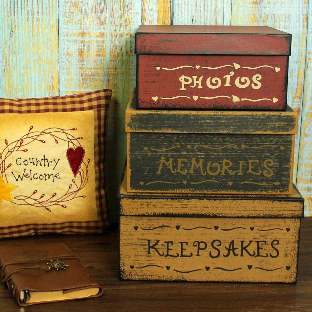 Multi-Colored 12 in. x 5.5 in. Cardboard Decorative Boxes ((set of 3 ...