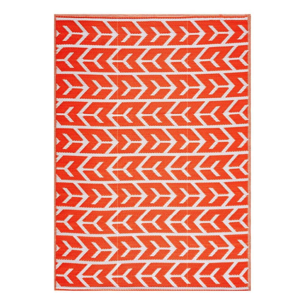 PLAYA RUG Amsterdam Orange and White 6 ft. x 9 ft. Folded Reversible ...