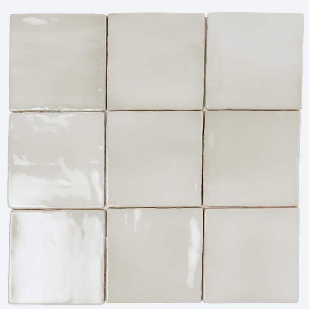 Apollo Tile Silken 3.94 in. x 3.94 in. Tea Green Ceramic Glossy Wall ...
