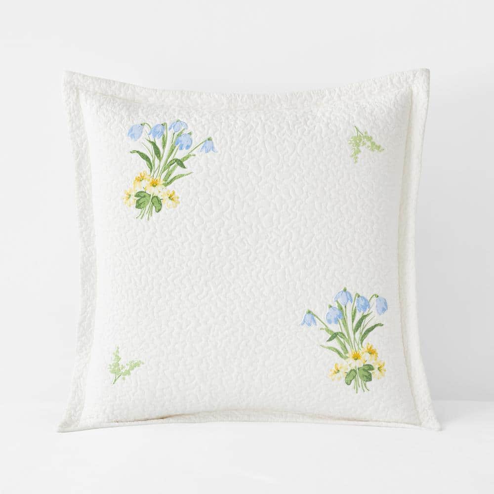 The Company Store Cecelia Floral White Multi Cotton Euro Sham 51051F-E ...