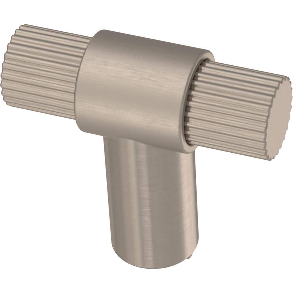 Liberty Fluted 1-1/4 in. (32 mm) Modern Satin Nickel Cabinet T-Knob ...