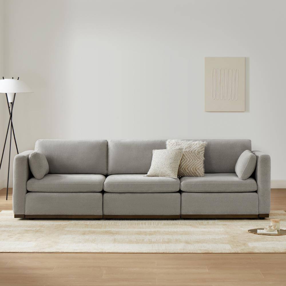 Spruce & Spring Galatea 112 in. Square Arm Fabric Rectangle Modern 3 ...