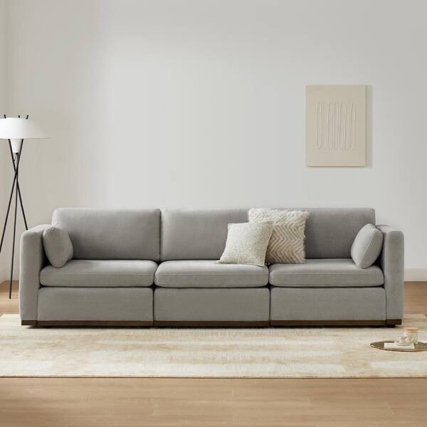 Spruce & Spring Galatea 112 in. Square Arm Fabric Rectangle Modern 3 ...