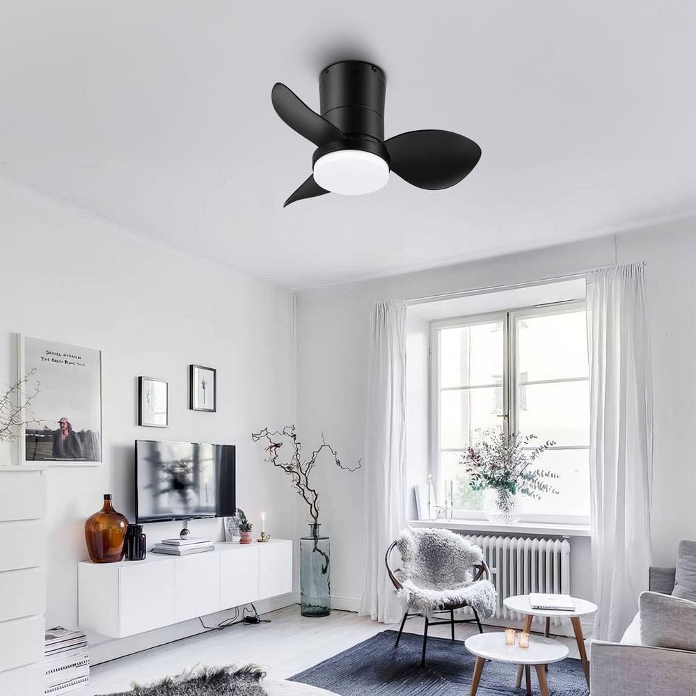 MLiAN 22 in. Black 3 ABS Blades Smart Indoor Ceiling Fan with Remote ...