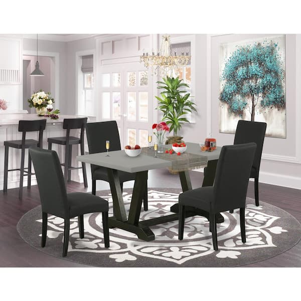 East West Furniture 5-Piece Rectangle Natural Oak Finish Solid Wood Top ...