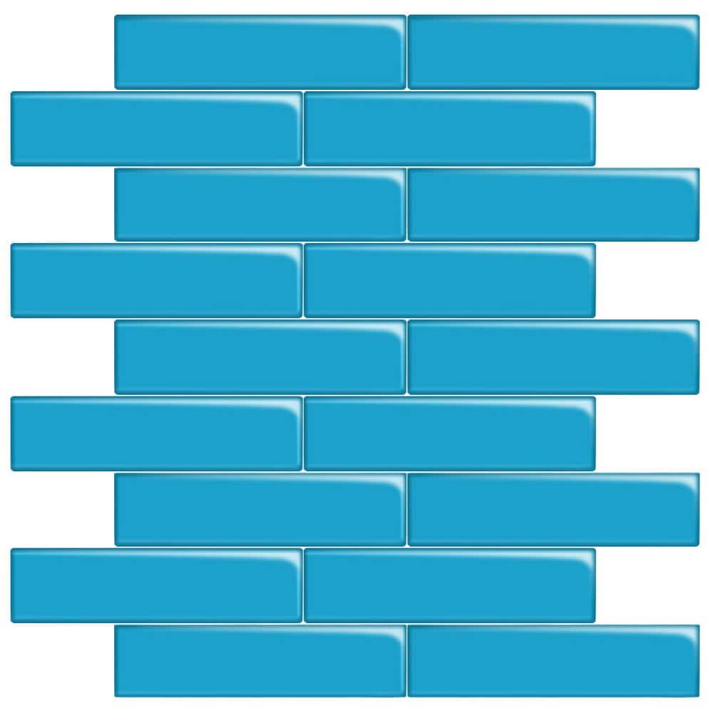 Apollo Tile Colorway 3 in x 12 in Ocean Blue Glass Mosaic Polished Wall ...