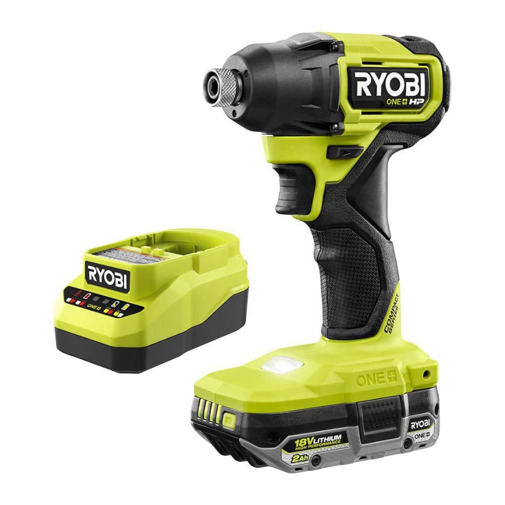 RYOBI ONE+ HP 18V Brushless Cordless Compact Impact Driver Kit with 18V ...