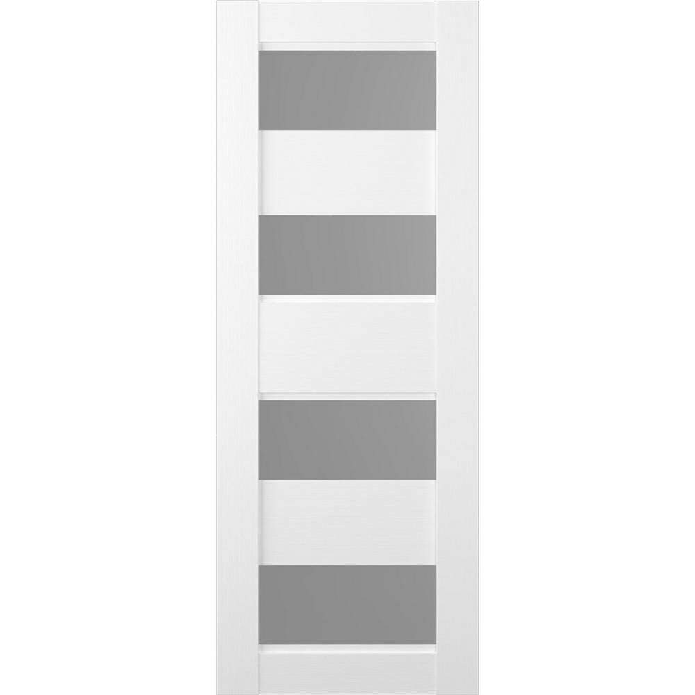 Belldinni Della 30 in. x 84 in. No Bore Solid Core 4-Lite Frosted Glass ...