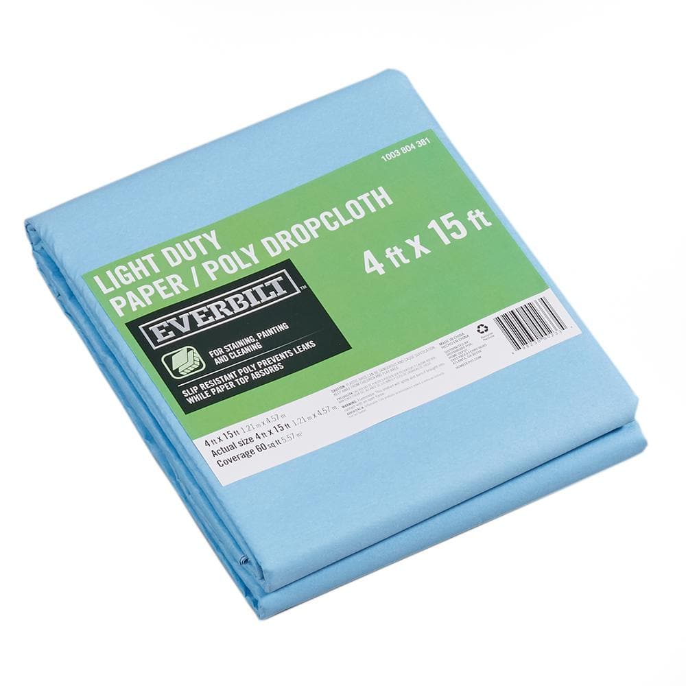 Everbilt 4 ft. x 15 ft. Slip Resistant Paper/Poly Drop Cloth 415NW ...