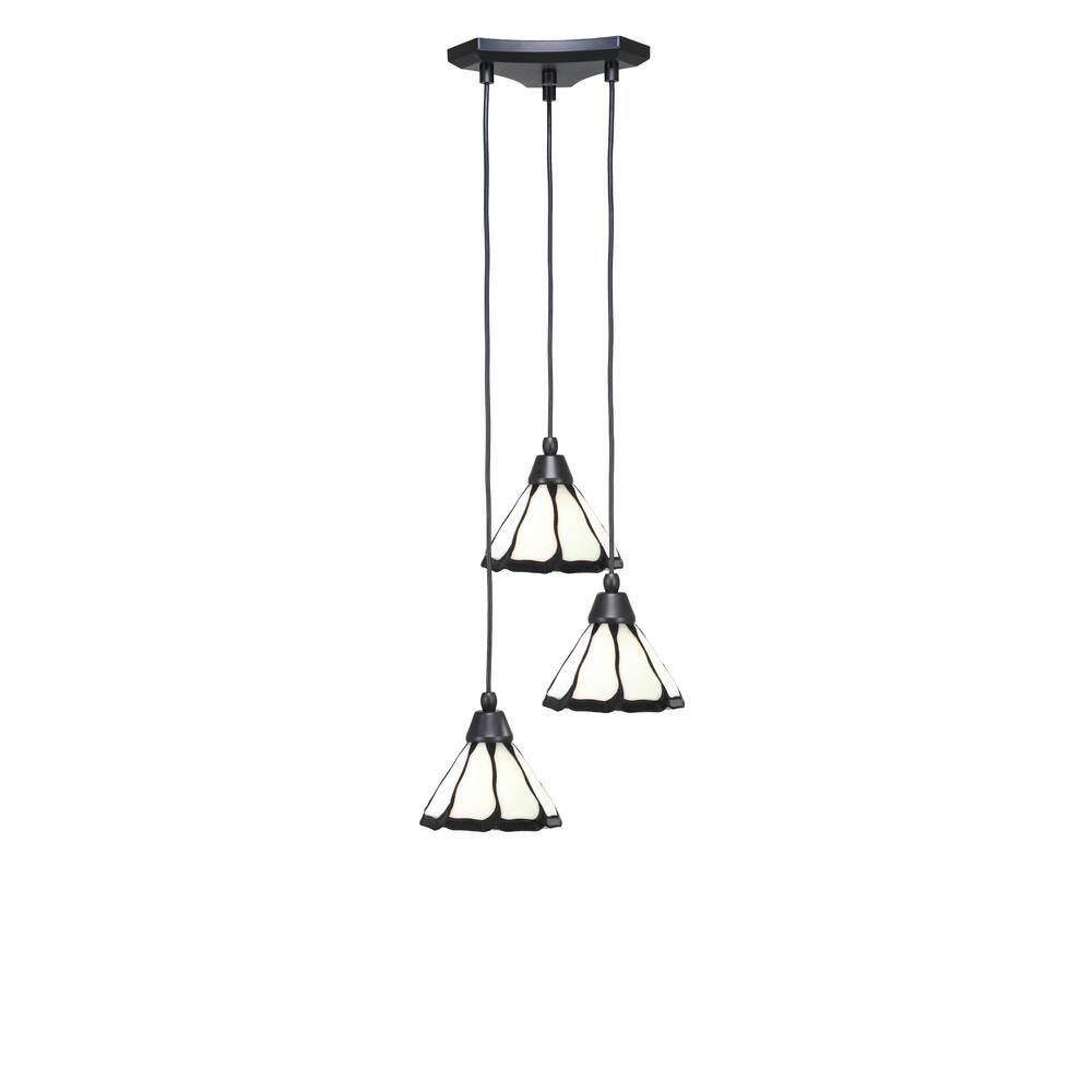 Condor 3 Light Matte Black, Cluster Pendant Light with 7" Pearl & Black ...