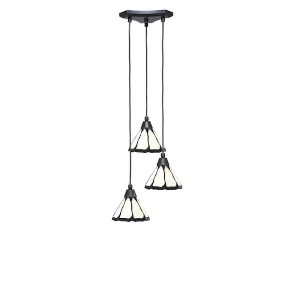 Condor 3 Light Matte Black, Cluster Pendant Light with 7 in. Pearl ...