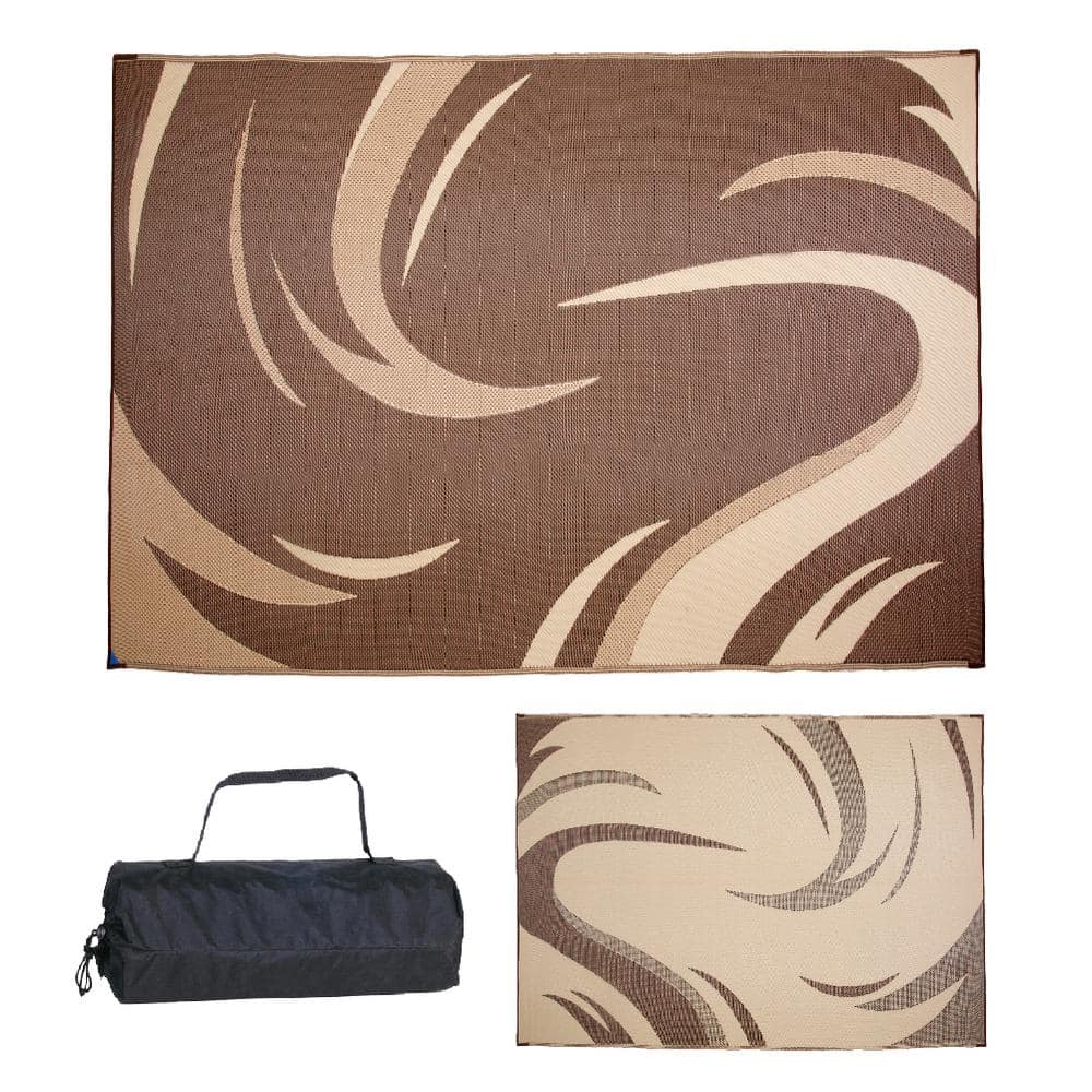 Stylish Camping 8 ft. x 11 ft. Swish Brown/Tan Reversible Mat SD8117 ...