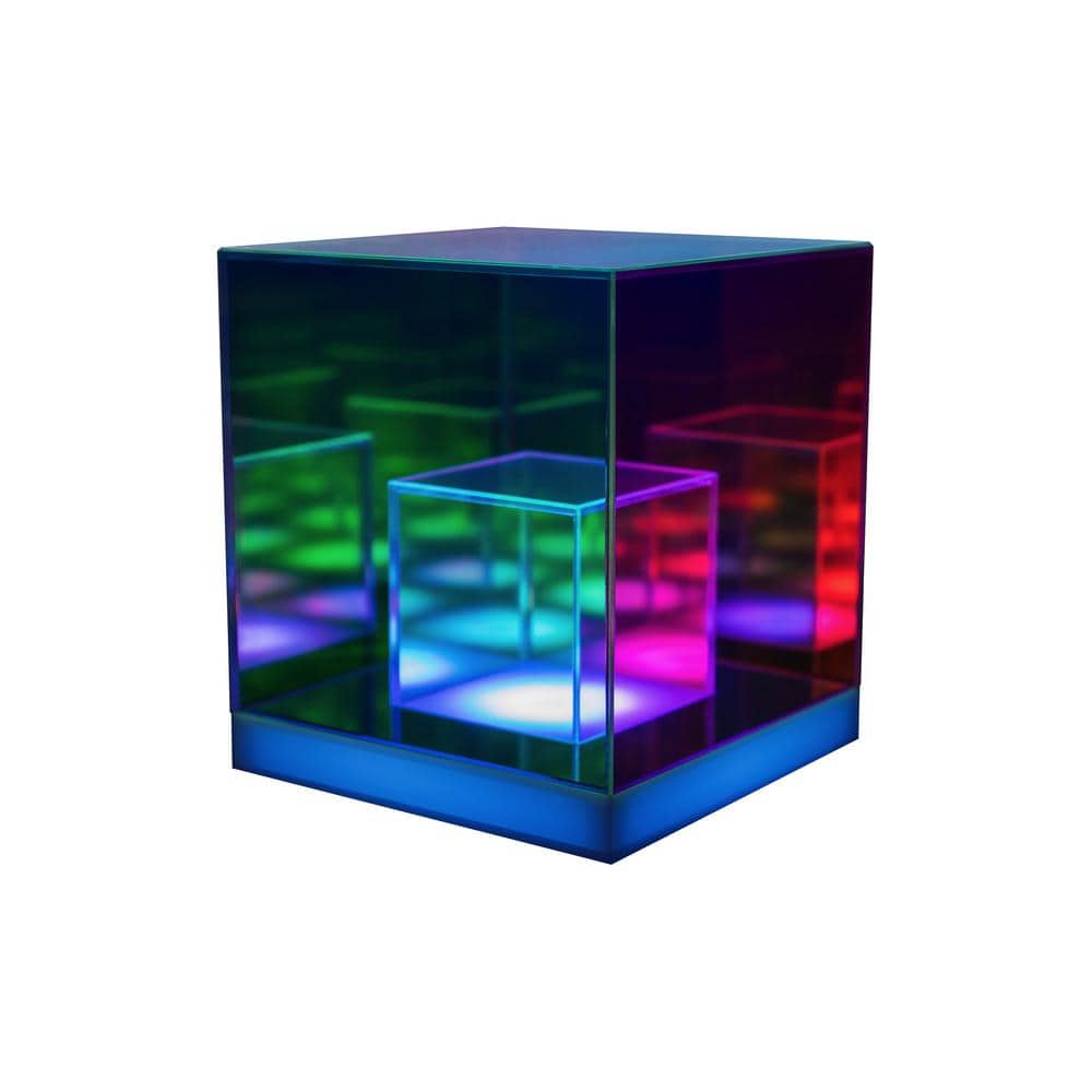 Tzumi Atmosphere 5.4 in. Clear Iridescent Infinity Cube Desk Lamp ...