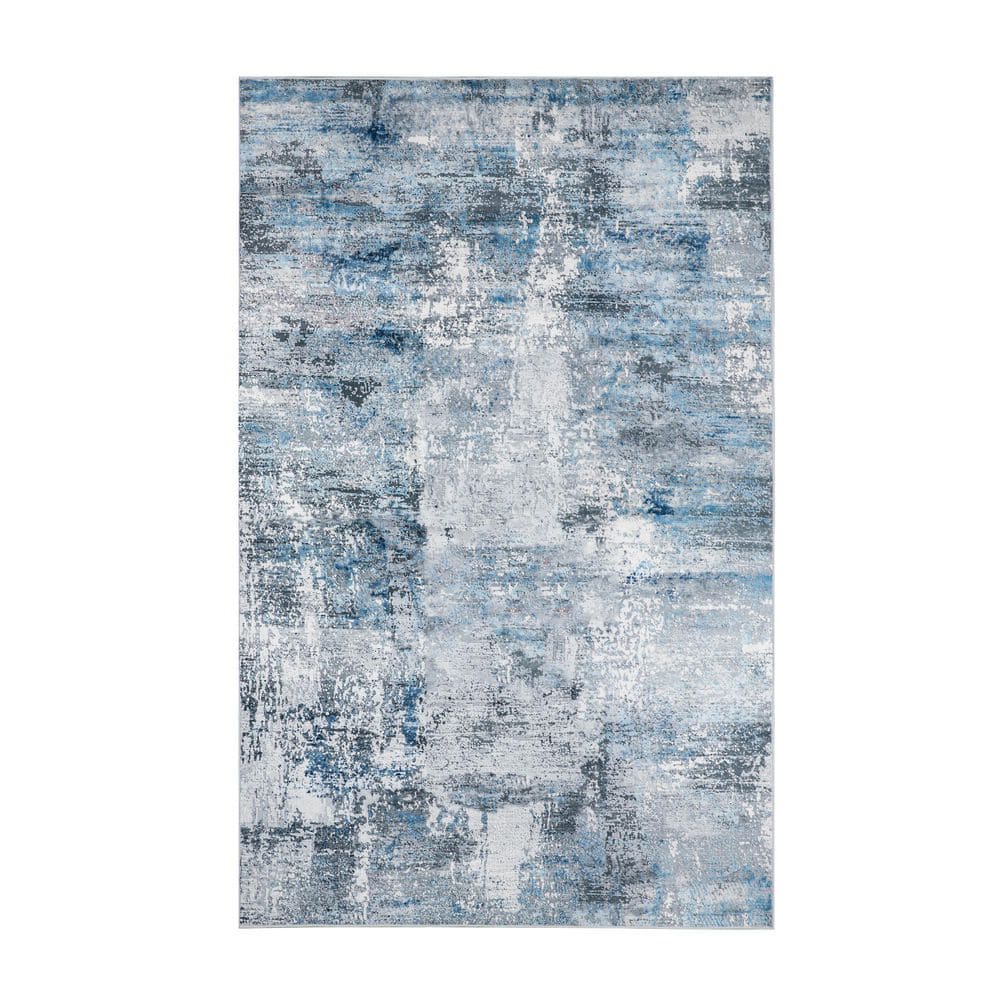 Glitzhome 5ft. x 8ft. Abstract Blue/ Ivory/ Tan Area Rugs GH2041200002 ...