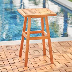 Afoxsos Square Honey Fish Bone Eucalyptus Wooden Outdoor Side Table, 18 ...