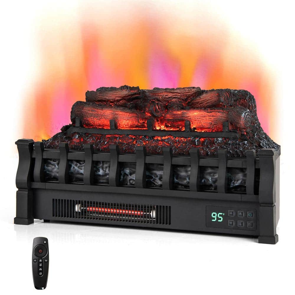 Costway 23 in. Freestanding Electric Fireplace Heater Fireplace Logs ...