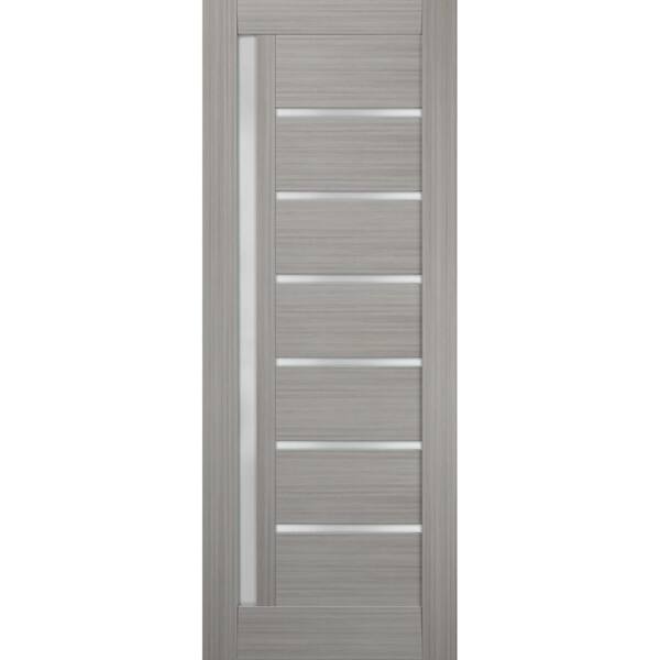 Sartodoors 18 in. x 84 in. Solid MDF Frosted Glass Chocolate Ash ...
