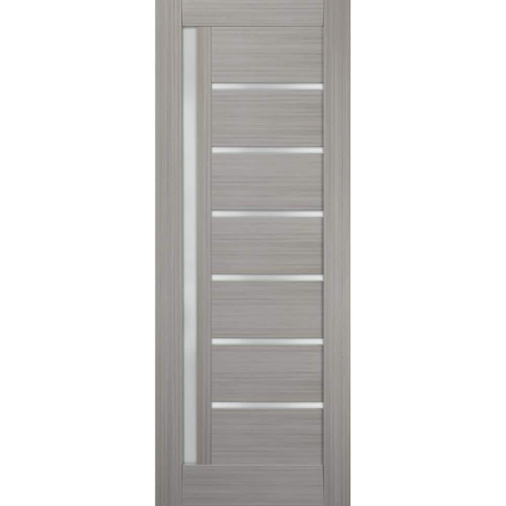 Sartodoors 36 in. x 80 in. Solid MDF Frosted Glass Gray Ash Interior ...