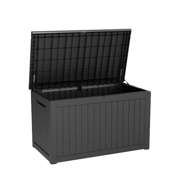 Gtnali 230 Gal. Outdoor Waterproof Resin Storage Deck Box, Black OR78P ...