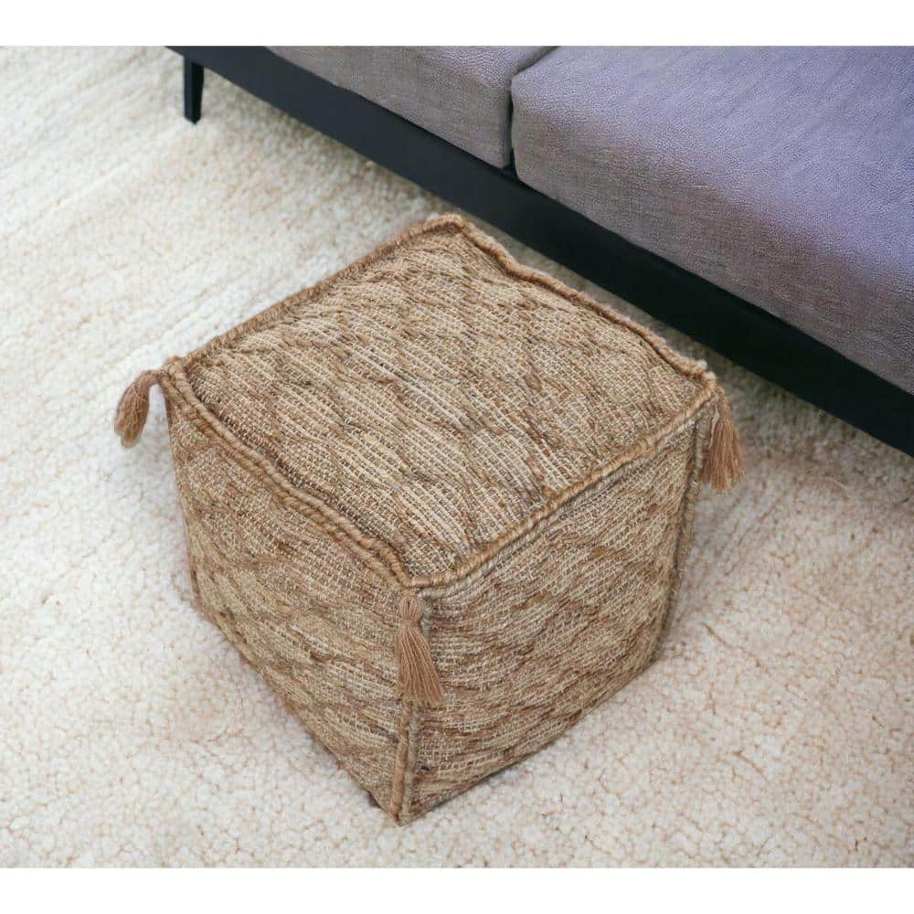 HomeRoots Brown Fabric Specialty Cube Ottoman 2000488741 - The Home Depot