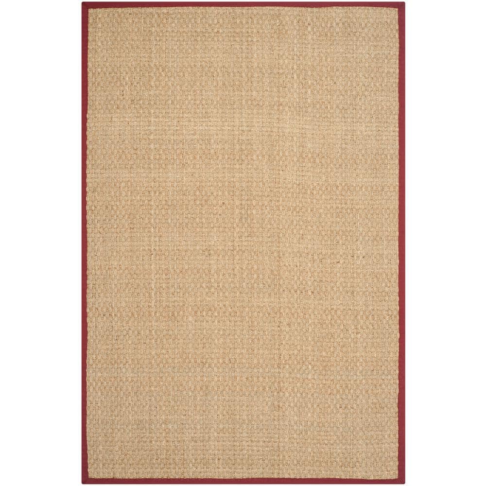 SAFAVIEH Natural Fiber Beige/Red 6 ft. x 9 ft. Border Area Rug NF114D-6 ...