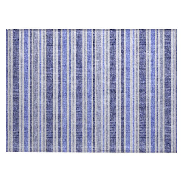 HomeRoots Blue 2 ft. x 3 ft. Woven Striped Polyester Rectangle Indoor ...