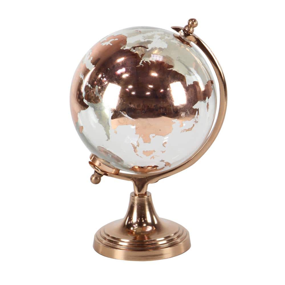 Litton Lane 13 in. Copper Aluminum Decorative Globe with Glass Globe ...
