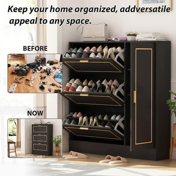 FUFU&GAGA 47.2 in. H x 47.2 in. W Wood Shoe Storage Cabinet FUFU&GAGA 47.2 in. H x 47.2 in. W Wood Shoe Storage Cabinet