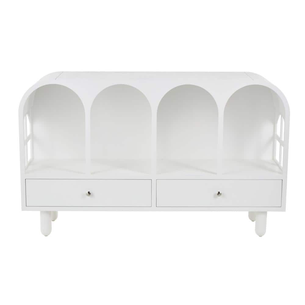 Litton Lane 55 in. White Extra-Large Rectangle Wooden Handmade 2-Drawer ...