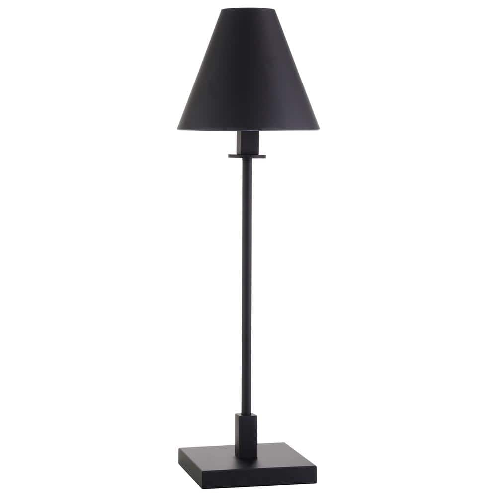 HomeRoots 28 in. Black Modern Integrated LED Buffet Table Lamp with ...