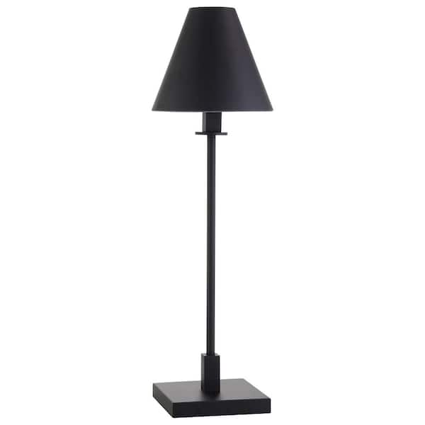 HomeRoots 28 in. Black Modern Integrated LED Buffet Table Lamp with ...