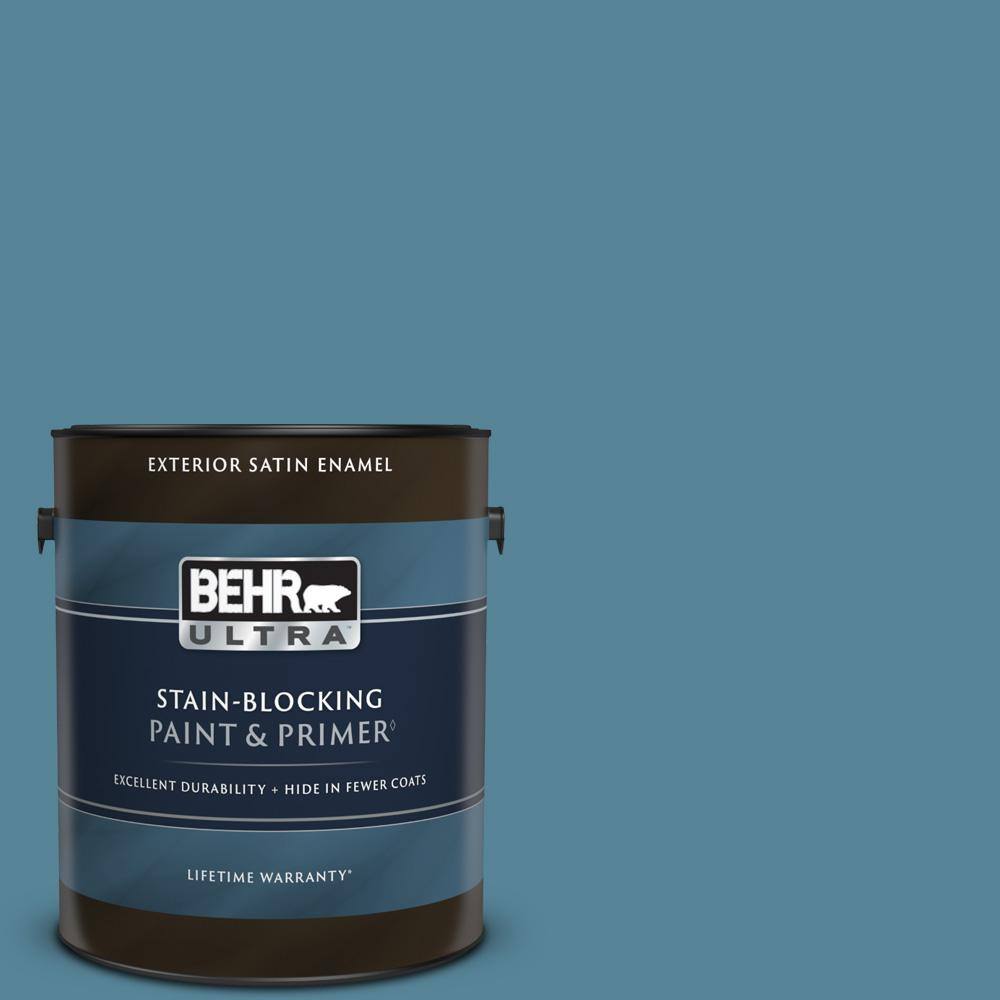BEHR ULTRA 1 gal. #S480-5 Blue Moon Bay Satin Enamel Exterior Paint ...