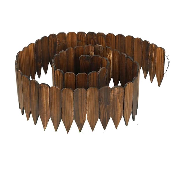 Oyezvary 7.9 in. Wooden Garden Fence Decorative Edging Border 2 Pack ...