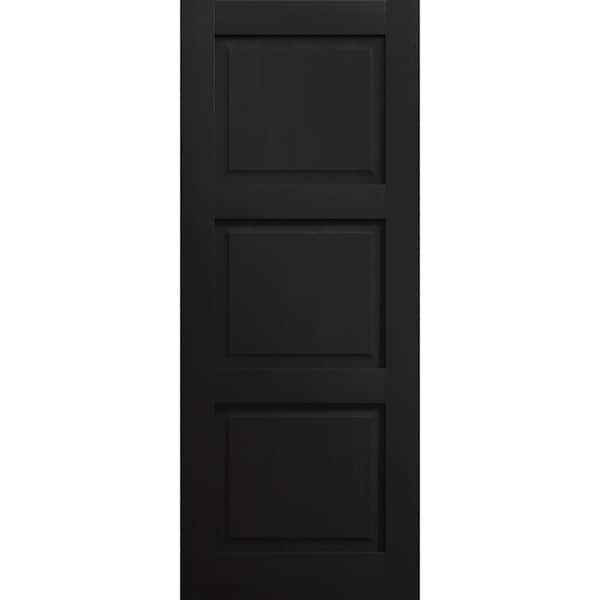 Sartodoors 32 in. x 80 in. Painted Black Oak Color Solid Wood Slab With ...