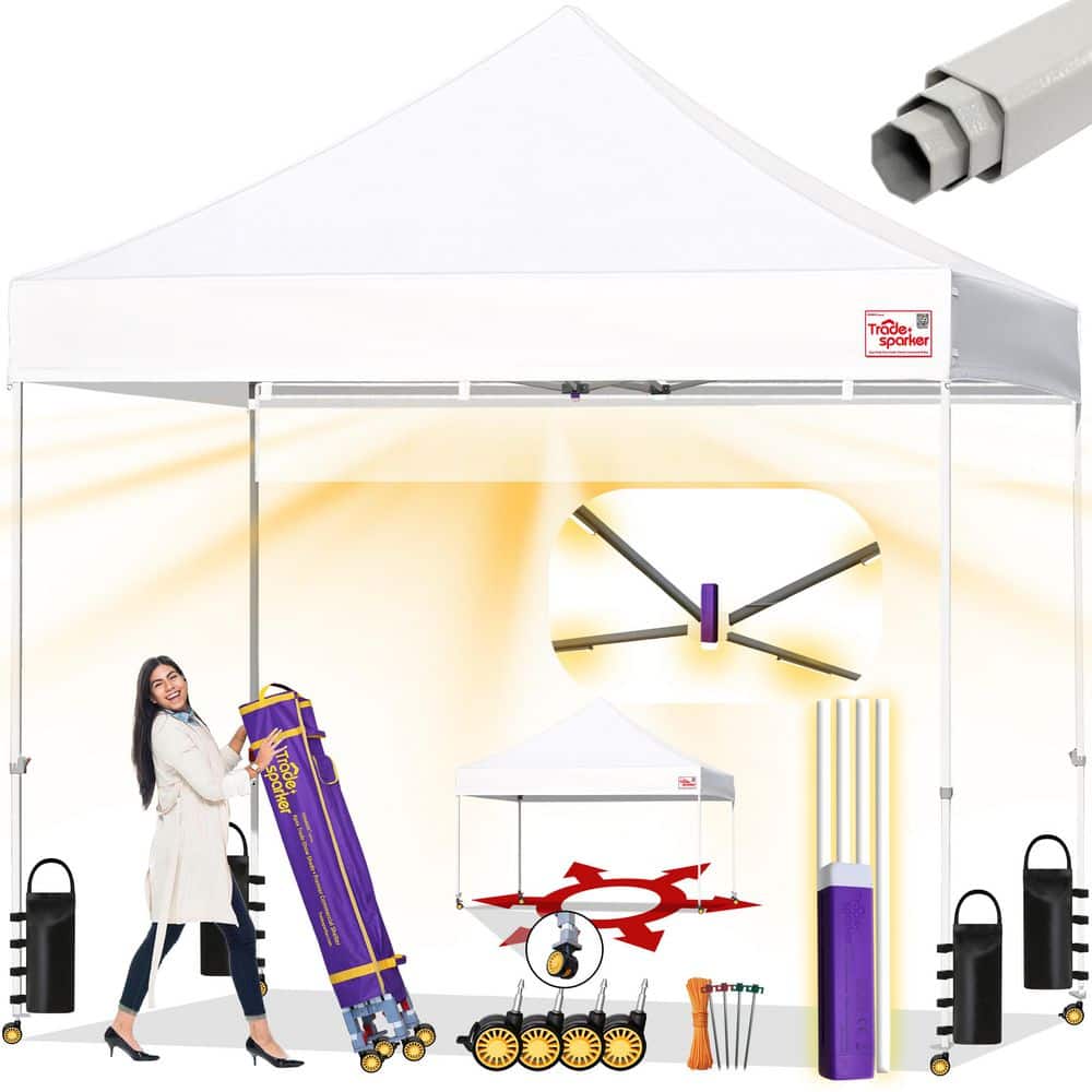 Tradesparker Commercial 10 ft. x 10 ft. White Pop Up Canopy Tent with ...
