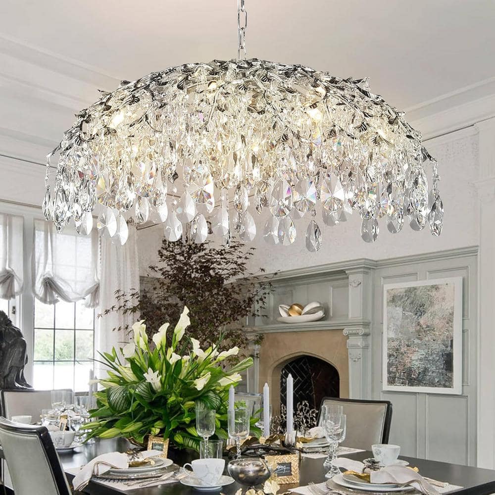 UPC 986838564481 - Modern Crystal Chandelier 31.5 in. 10-Light Silver ...