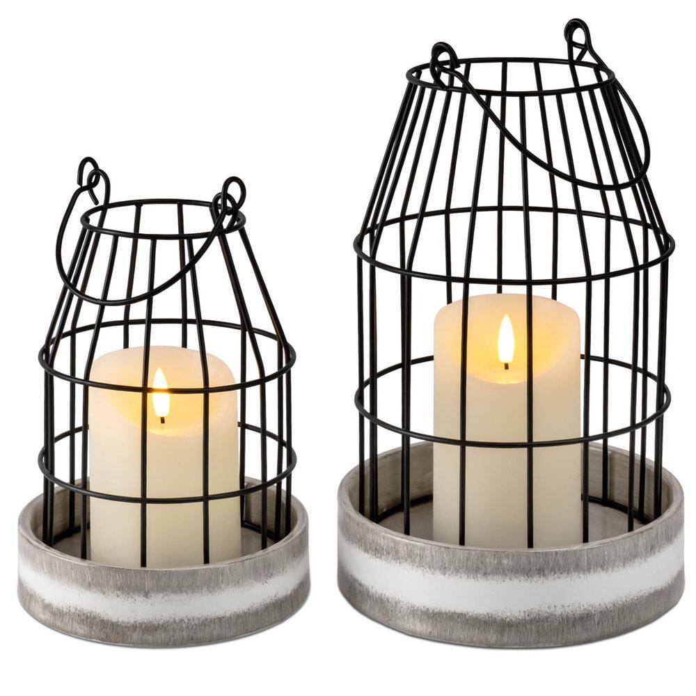MOEPISY 10.43 in. and 7.67 in. H Metal Farmhouse Lantern Decor, 2 ...