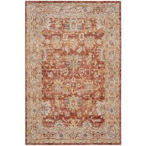 Nourison Sahar Rust 8 ft. x 10 ft. Floral Vintage Traditional Area Rug ...