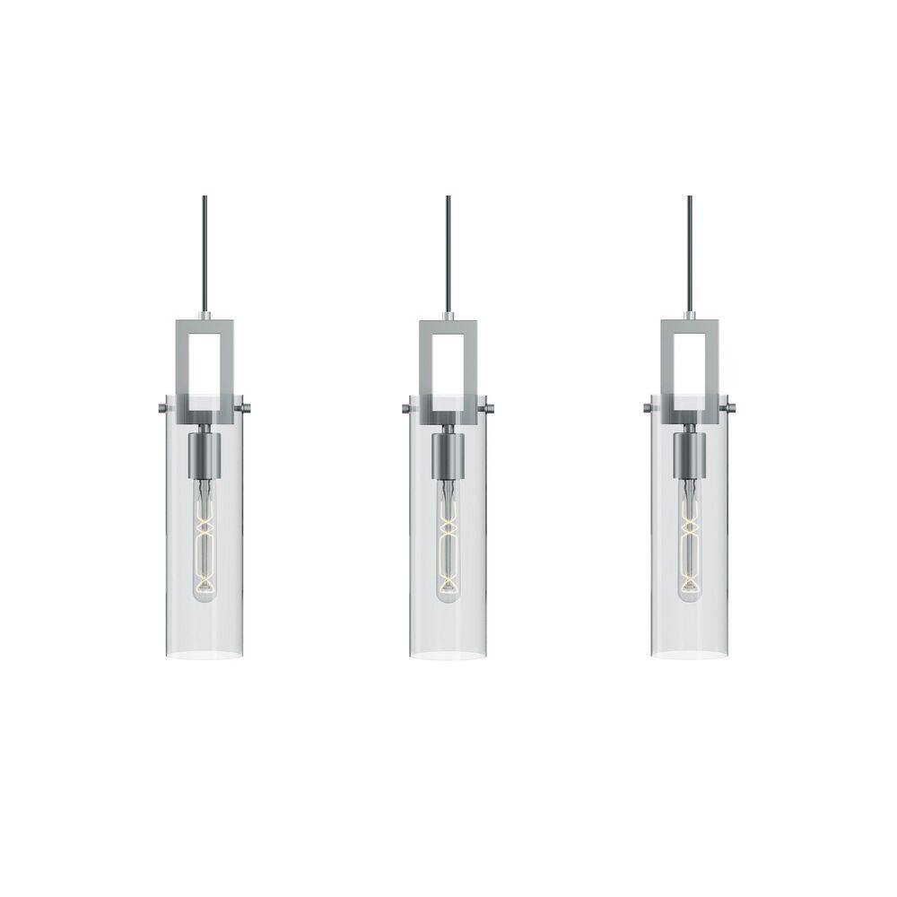 AFX Houston 60-Watt 3-Light Pendant Light Satin Nickel with Clear Glass ...