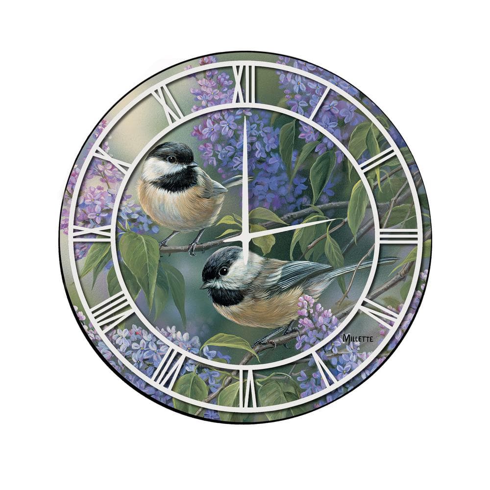 "Chickadees and Lilac" Full Coverage Art and White Numbers Imaged Wall ...