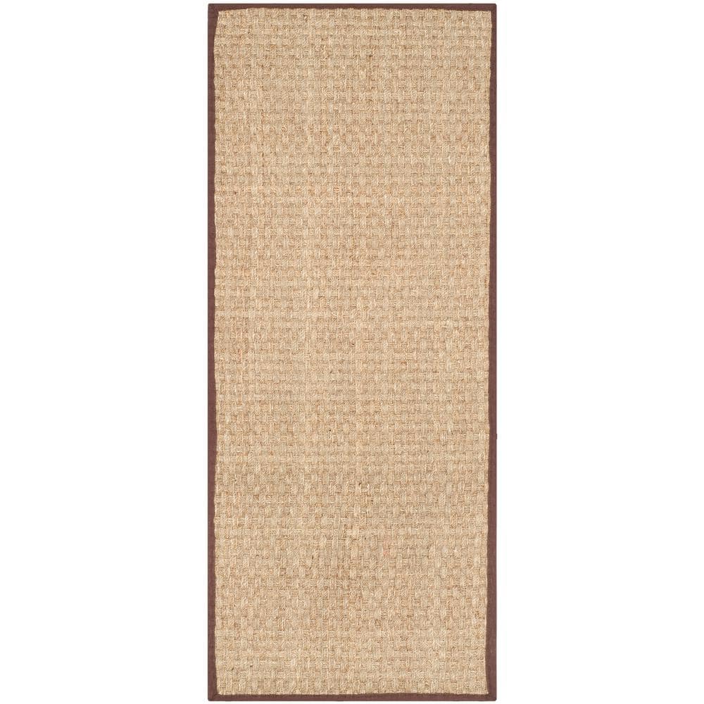 SAFAVIEH Natural Fiber Beige/Dark Brown 3 ft. x 6 ft. Border Runner Rug ...