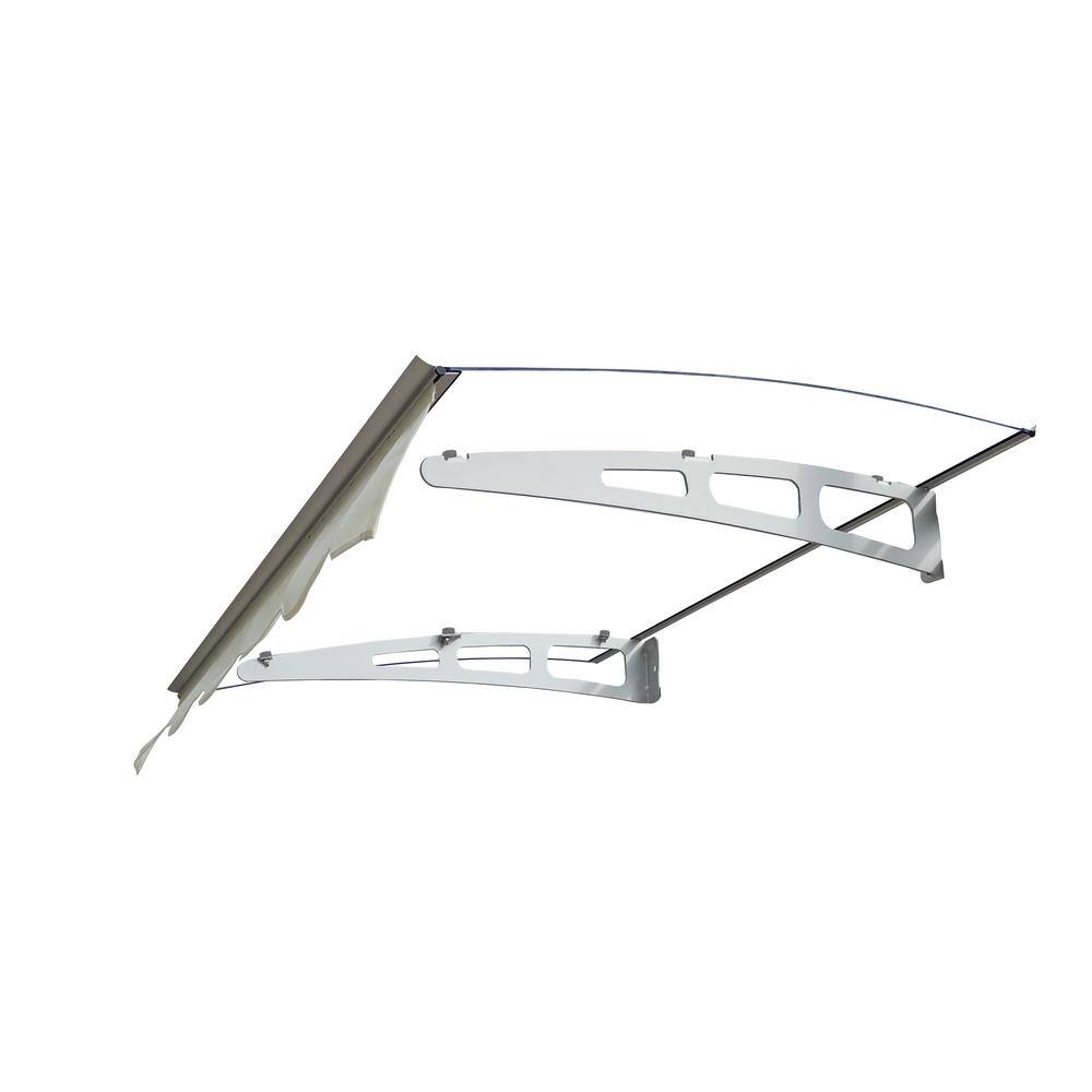 4 ft. x 2.8 ft. Silver Window Awnings Door Entrance Canopy Sun Shade ...
