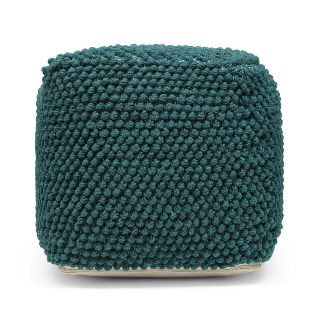 Noble House Grewell Teal Handcrafted Tufted Cube Pouf 106587 - The Home ...